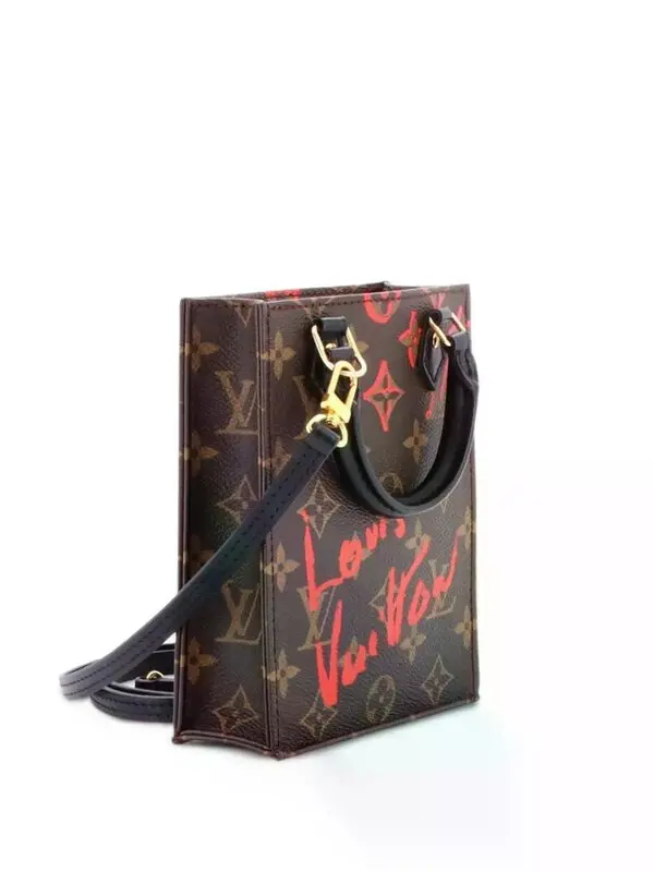 LOUIS VUITTON Petit Sac Plat Bag Limited Edition Fall In Love Monogram Canvas Tote Bag - Brown