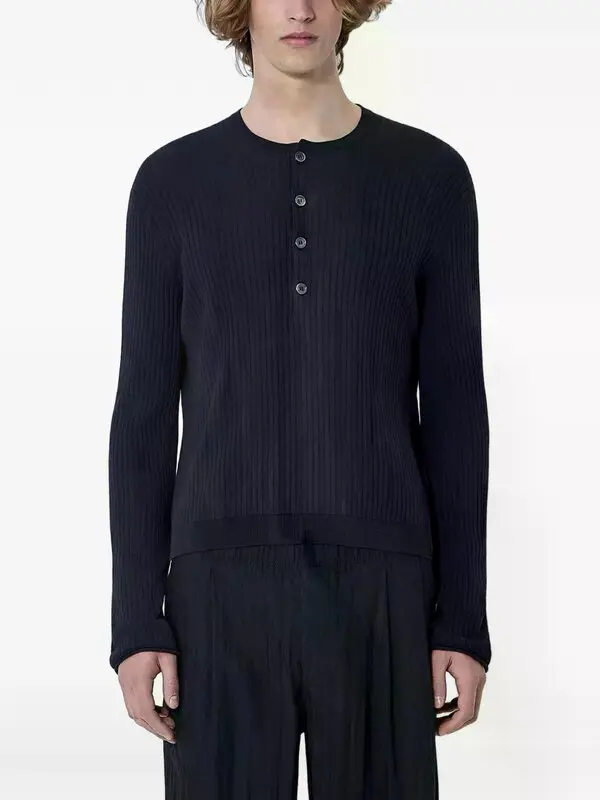 Our Legacy Ribbed Knit Henley Sweater