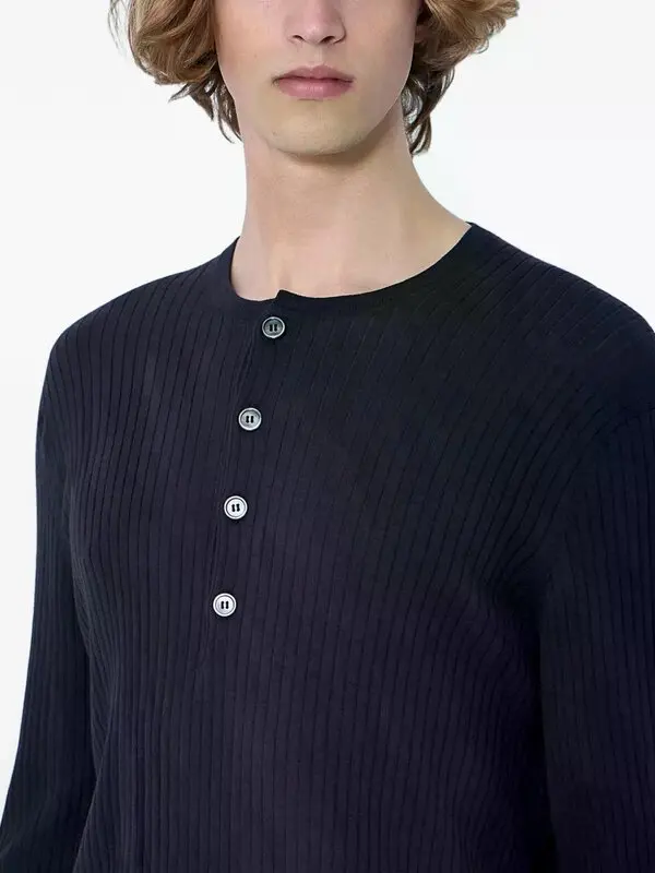 Our Legacy Ribbed Knit Henley Sweater