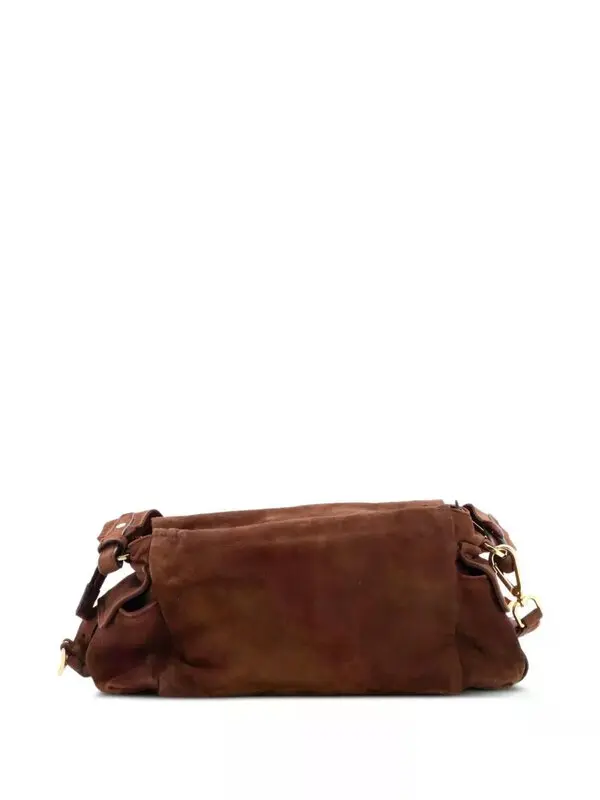 Prada Suede Medium Shoulder Bag - Brown