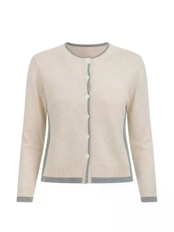 CUDDLEUP Contrast Trim Cardigan - Neutrals