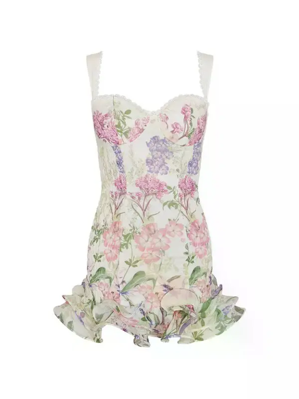 Charo Ruiz Ibiza Sunil Floral-print Mini Dress - Neutrals