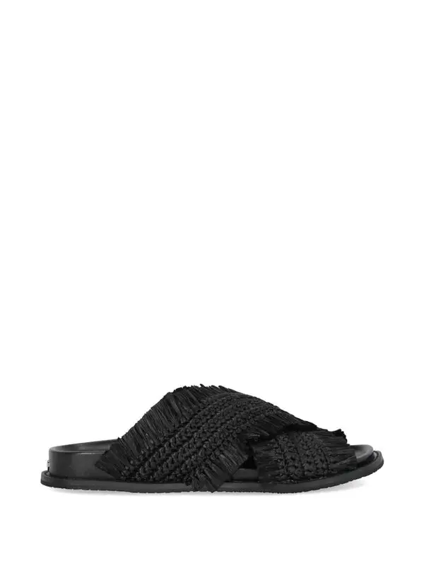 Michael Kors Peyton Fringed Woven Sandals - Black