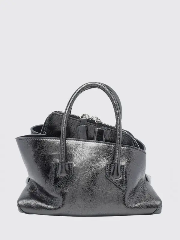 Attico La Passeggiata Mini Crackled Leather Bag - Grey