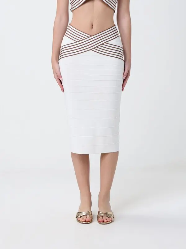 Elisabetta Franchi Jersey Midi Skirt - Ivory