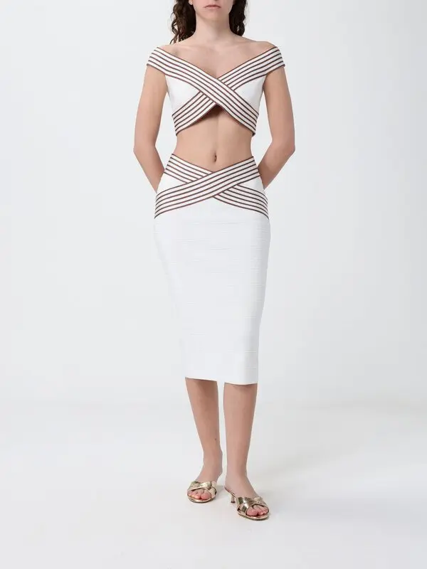 Elisabetta Franchi Jersey Midi Skirt - Ivory