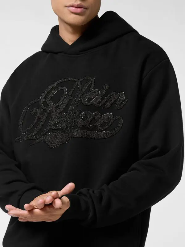 Philipp Plein Cotton Hoodie With Logo And Rhinestones