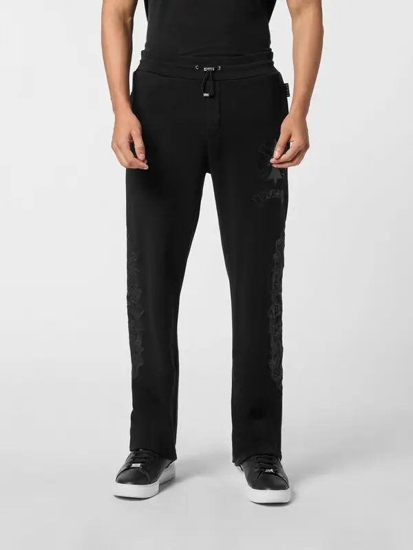 Philipp Plein Cotton Jogging Trousers With Embroidery - Black