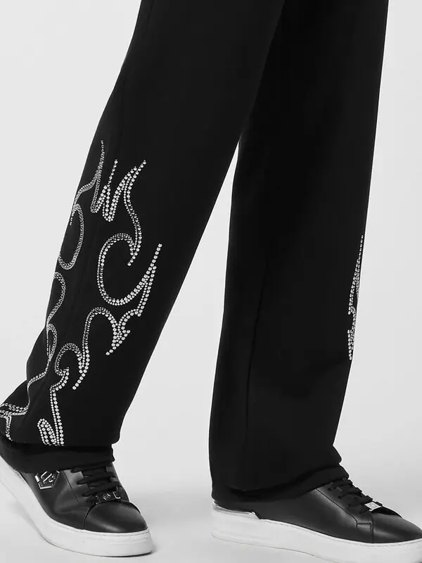 Philipp Plein Cotton Jogging Trousers With Studs - Black