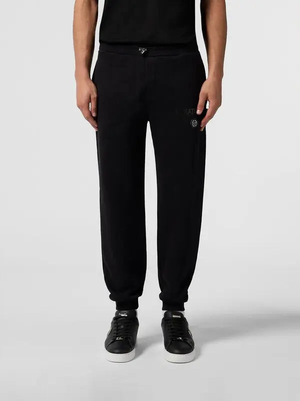 Philipp Plein Cotton Jogging Trousers With Logo Print - Black 1