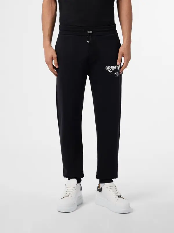 Philipp Plein Cotton Jogging Trousers With Logo Print - Black