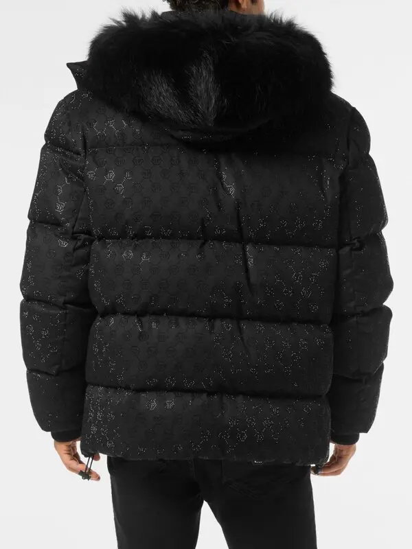 Philipp Plein Monogram Rhinestone Down Jacket