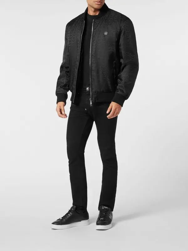 Philipp Plein Nylon Bomber Jacket With Hexagon Logo