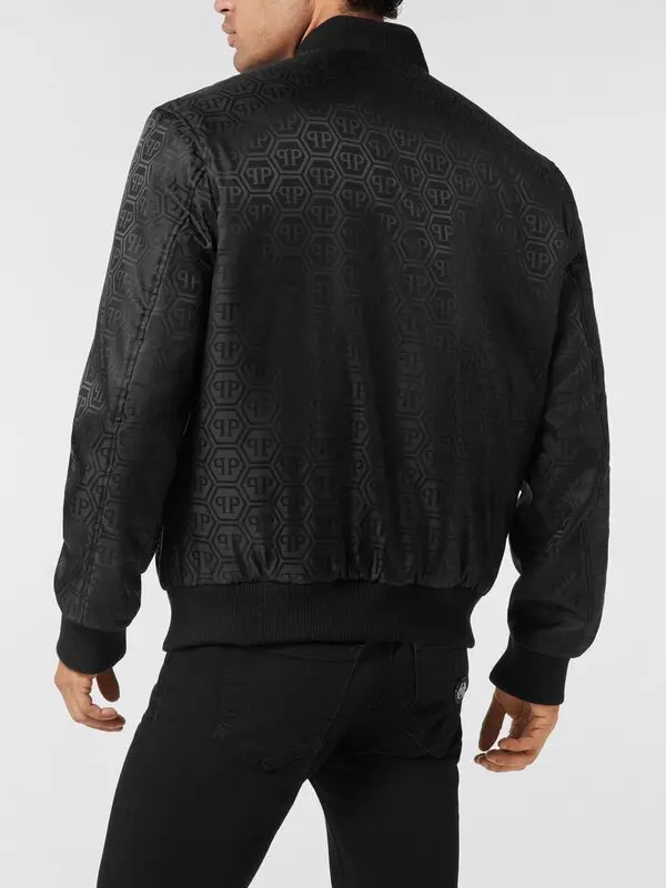 Philipp Plein Nylon Bomber Jacket With Hexagon Logo