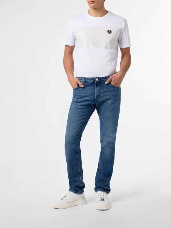 BILLIONAIRE Straight Leg Stretch Denim Jeans - Turquoise