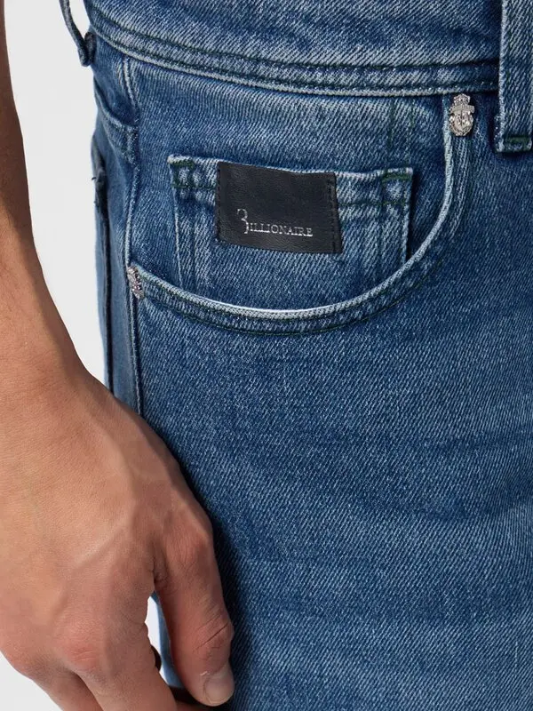 BILLIONAIRE Straight Leg Stretch Denim Jeans - Turquoise