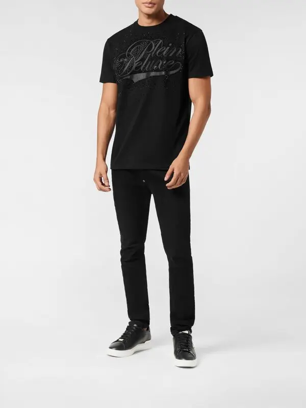 Philipp Plein T-shirt With Rhinestone Logo - Black