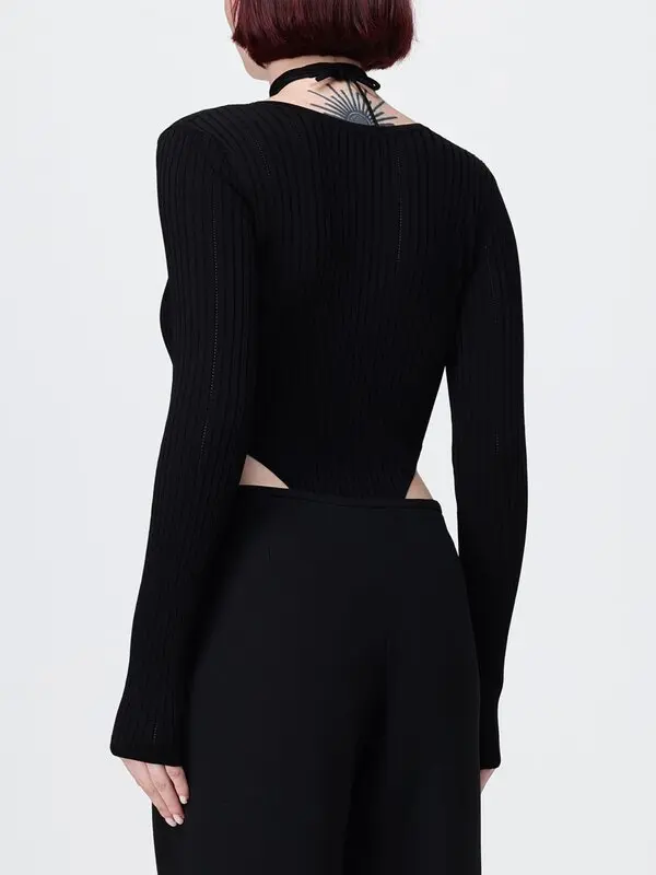 Elisabetta Franchi Ribbed Viscose Blend Long Sleeve Bodysuit