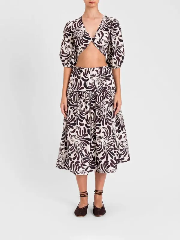 TWINSET U & B Printed Crop Top And Midi Skirt Set