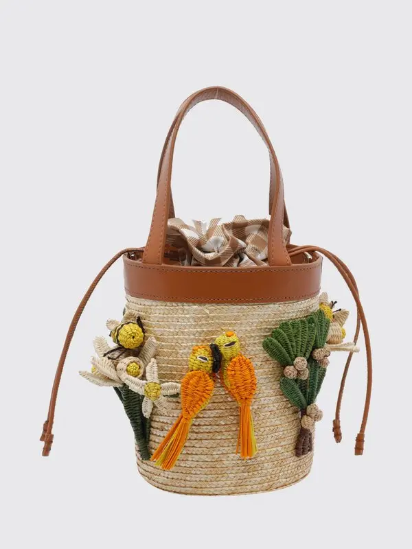 AQUAZZURA Woven Mini Bucket Bag With Embellishments