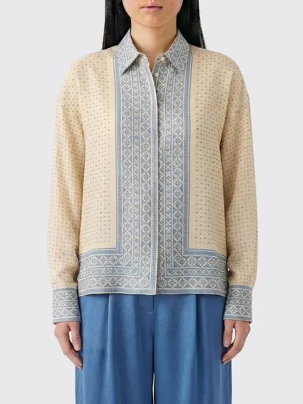 Ermanno Scervino Silk Shirt With Ethnic Print - Sky Blue