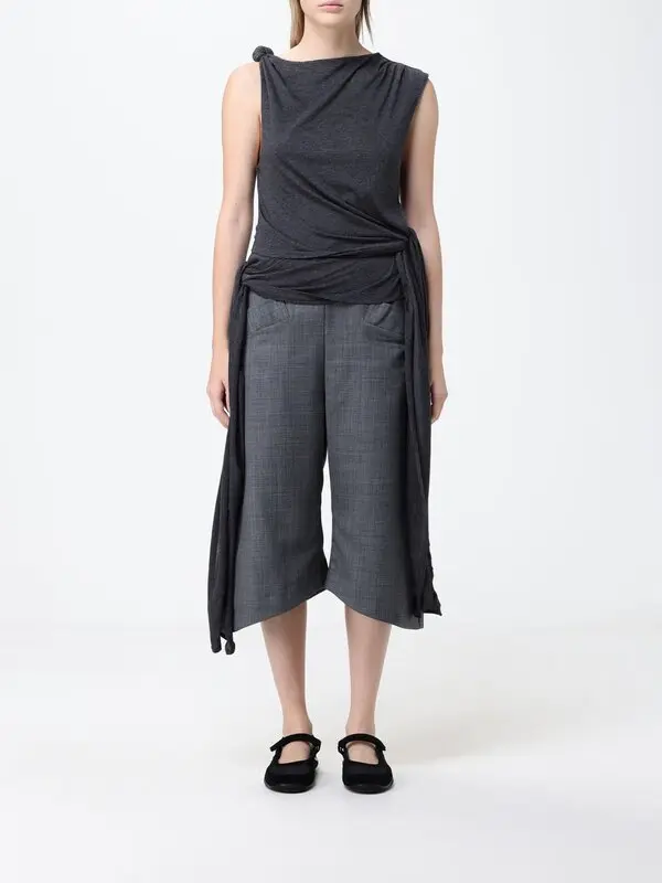 GANNI Draped Organic Cotton Blend Top - Grey