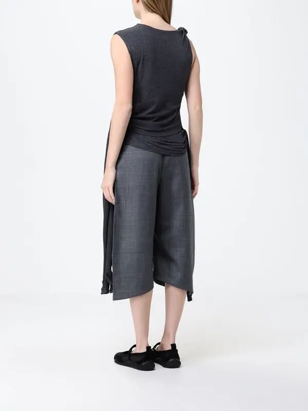 GANNI Draped Organic Cotton Blend Top - Grey