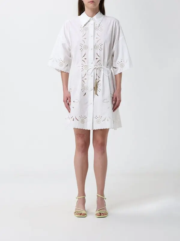 FORTE_FORTE Embroidered Shirt Dress - White