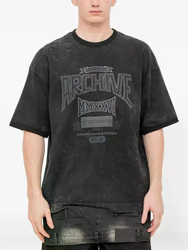 JUUN.J Acid-wash Logo-print T-shirt - Black