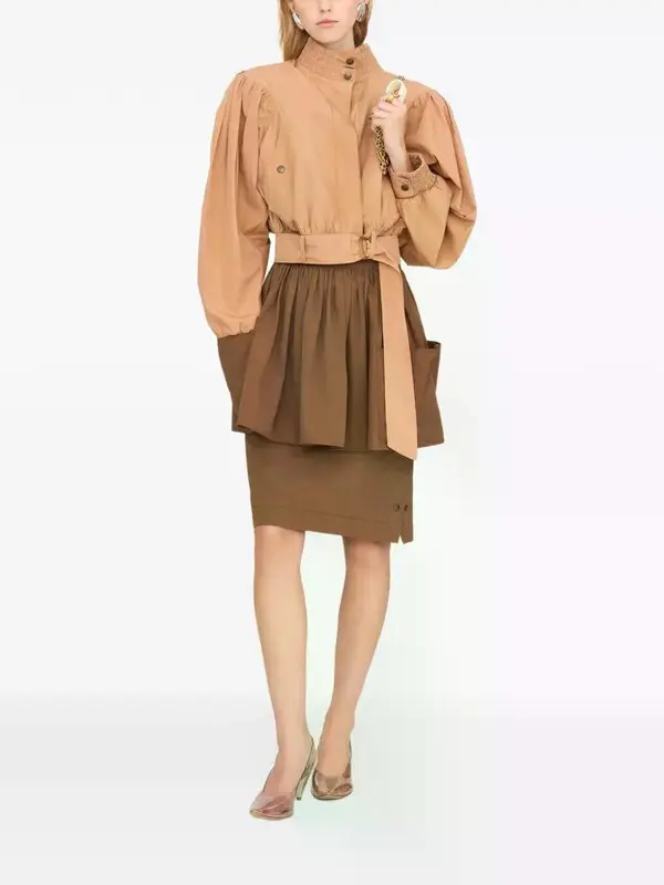 Chloé Belted Puff-sleeve Jacket - Brown