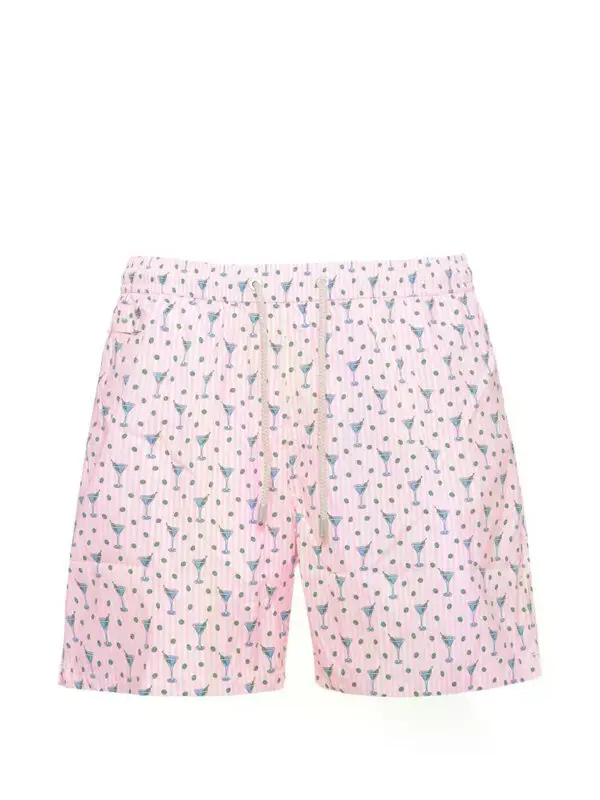 MC2 SAINT BARTH Lighting Micro Cocktail-print Striped Swim Shorts - Pink