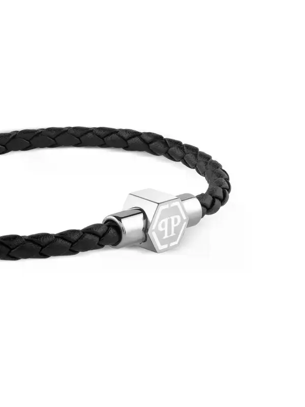 Philipp Plein Enigma Braided Leather Bracelet