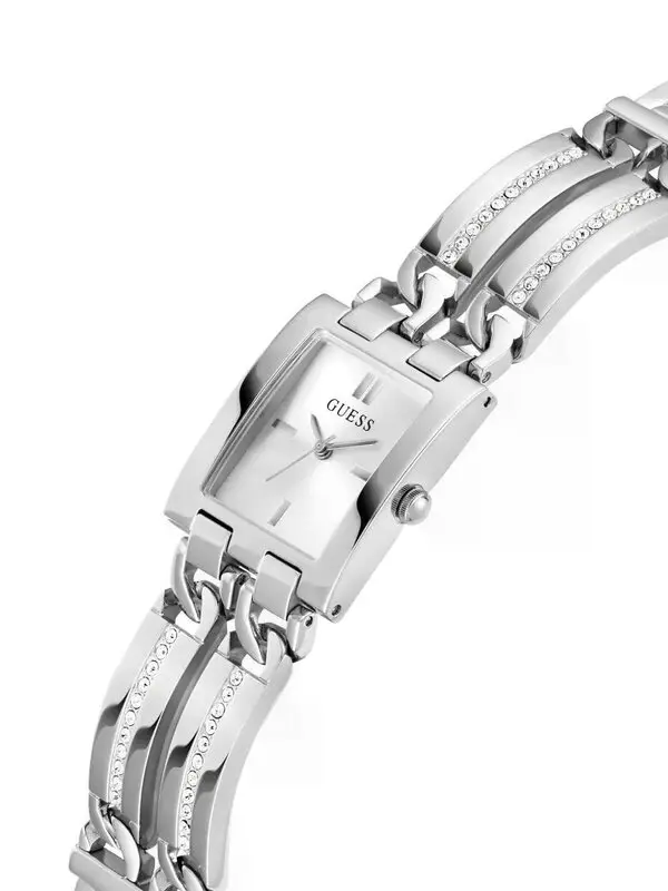Guess Rectangular Face Watch With Crystal Embellished Bracelet