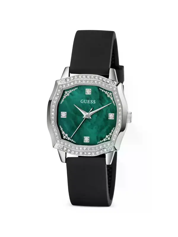 Guess Crystal Embellished Watch With Mother-of-pearl Dial