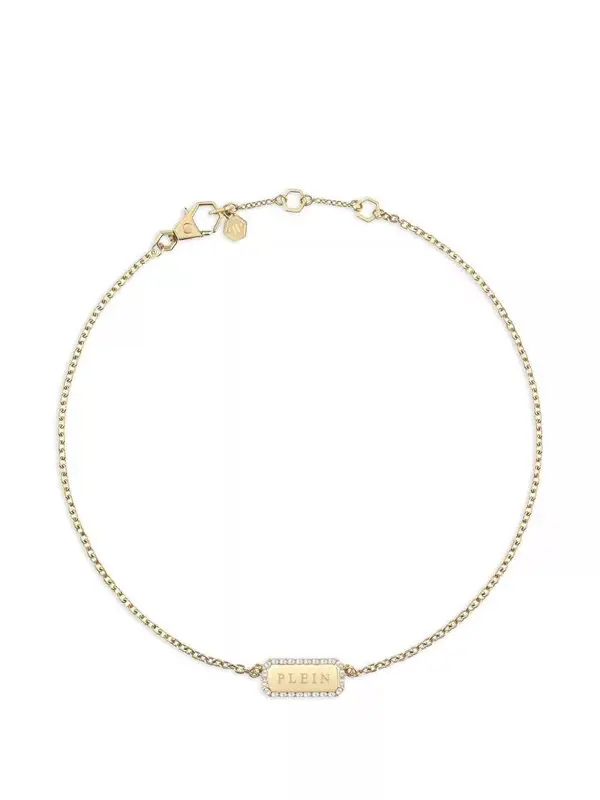 Philipp Plein Crystal-embellished Tag Necklace