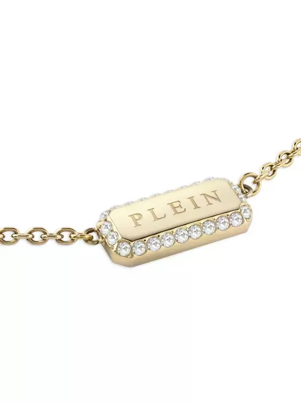 Philipp Plein Crystal-embellished Tag Necklace