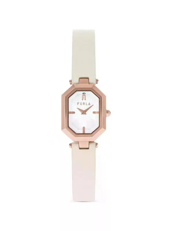 Furla Octagonal Analog Watch With Beige Leather Strap