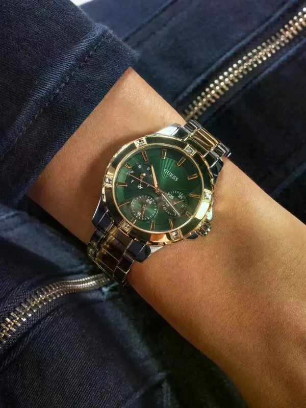 Guess Mist 35mm Watch With Crystal Embellished Bezel