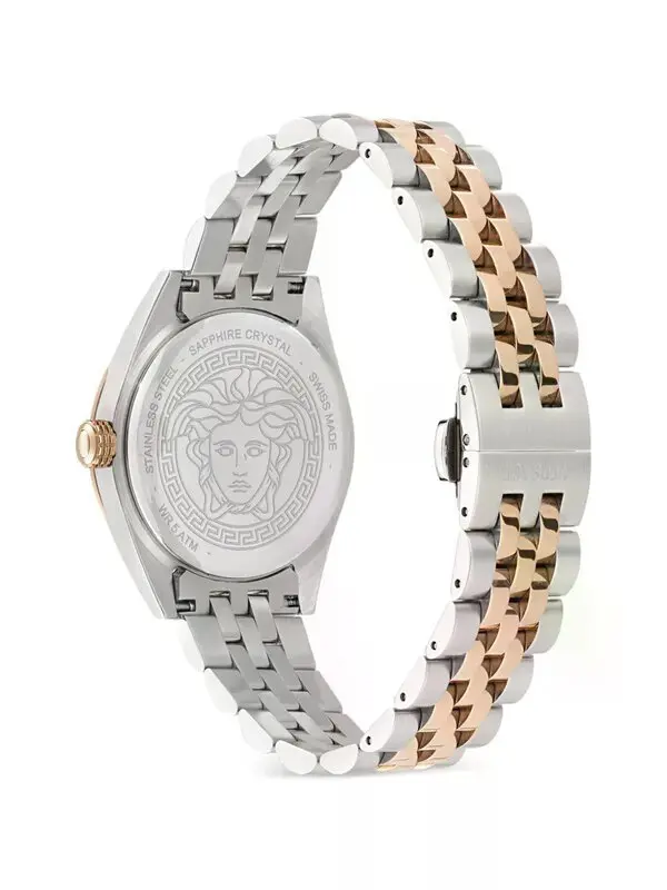 Versace V-code 36mm Watch With Greca-pattern Bezel