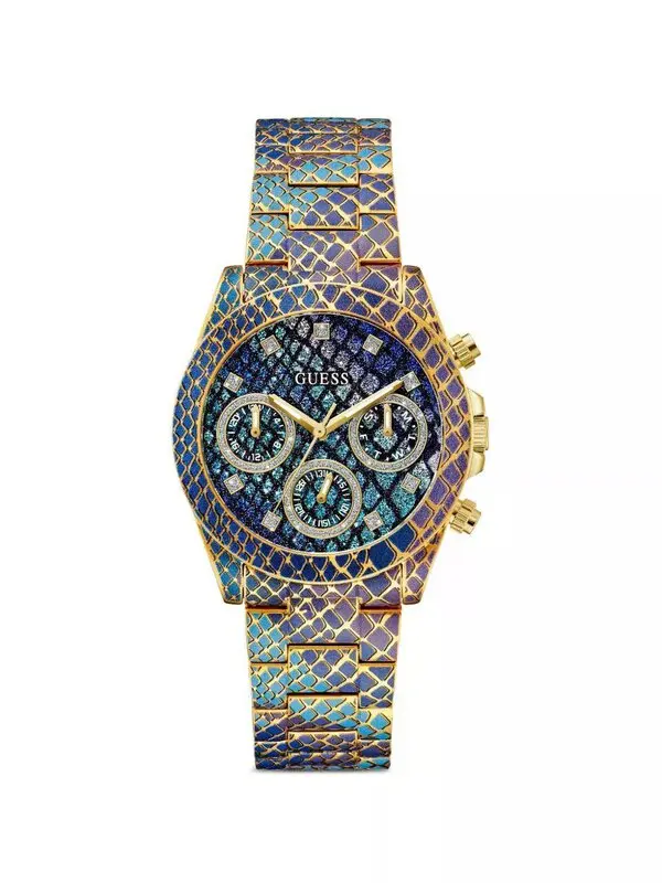 Guess Serpentina 38mm Watch With Python-print Bracelet - Blue