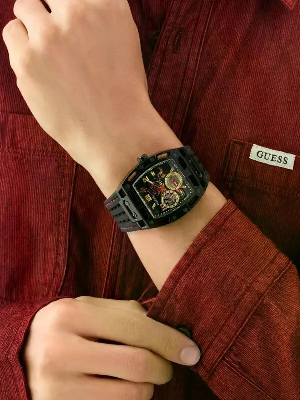 Guess Phoenix 41.5mm Chronograph Watch With Snake Motif