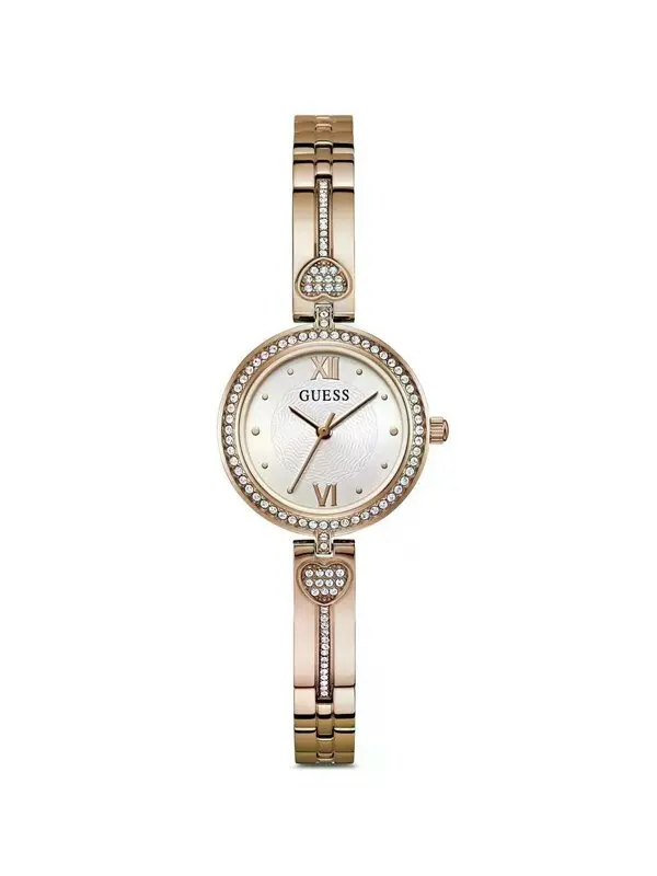 Guess Lovey 28mm Watch With Crystal-embellished Bezel