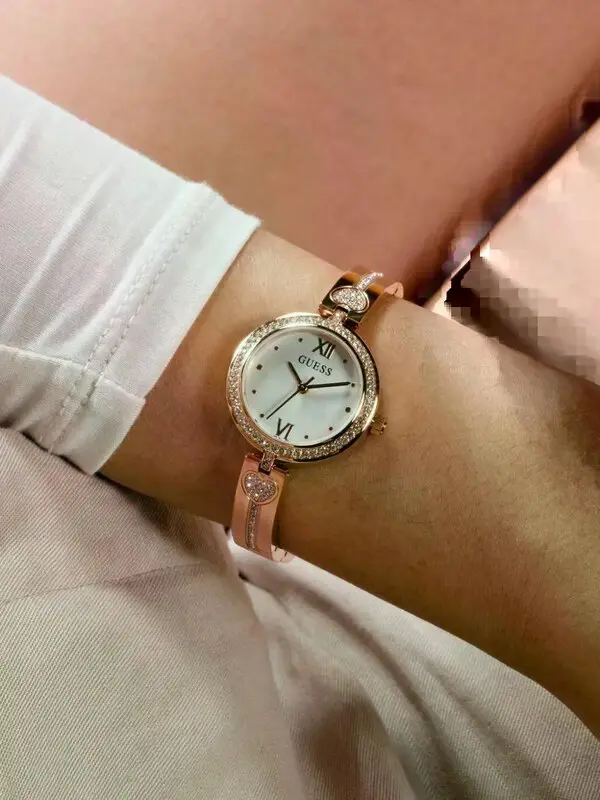 Guess Lovey 28mm Watch With Crystal-embellished Bezel