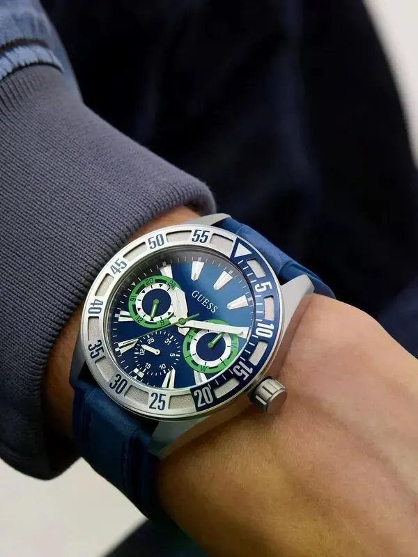 Guess Letterman 44mm Watch - Blue