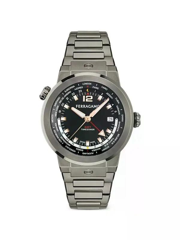 FERRAGAMO F-80 Worldtime 43mm Watch - Black