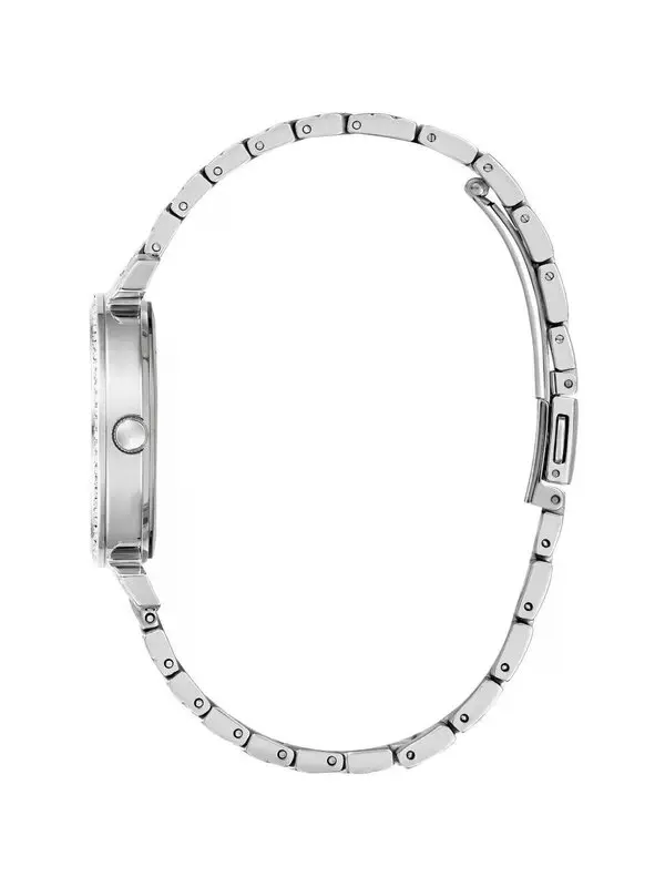 Guess Crystal Bezel Watch With Quilted Bracelet