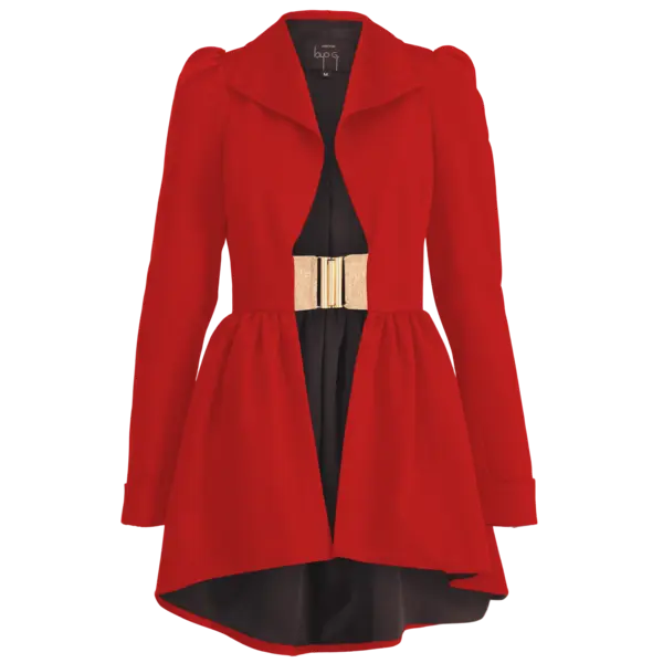 Layo G Flared Collar Jacket Dress With Gold Buckle Detail