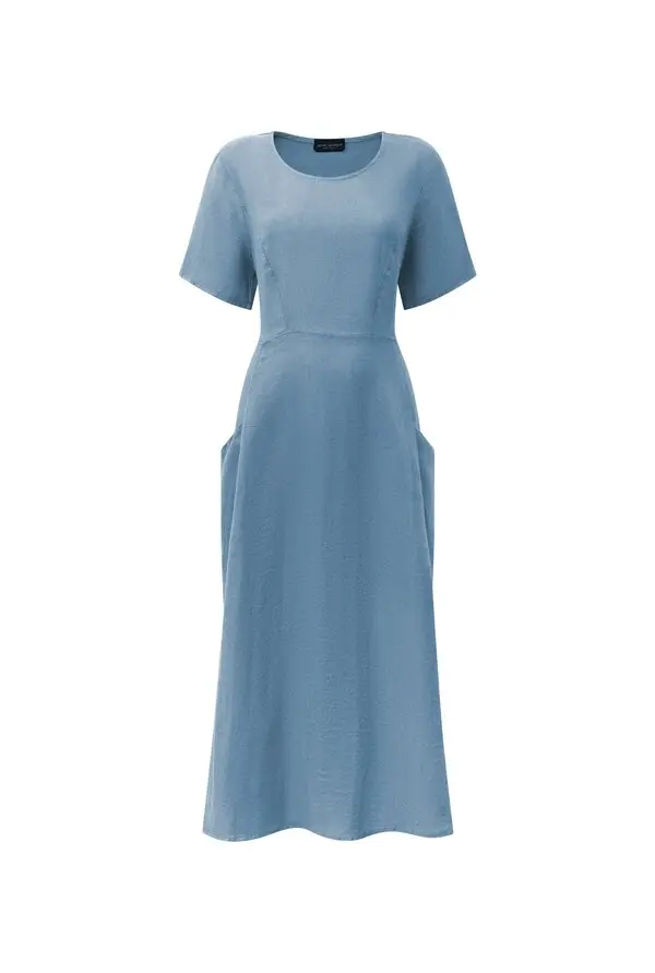 JAMES LAKELAND Denim Linen Midi Dress - Blue