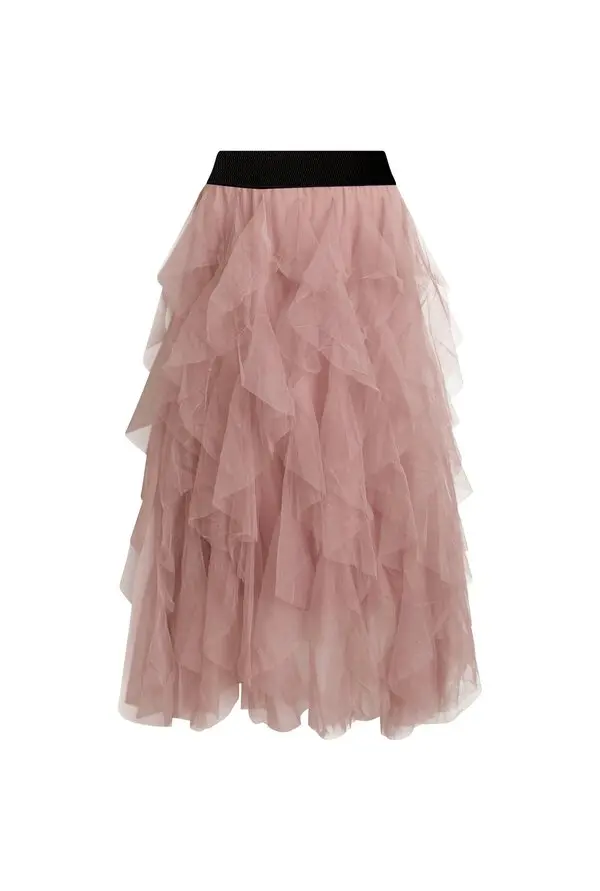 JAMES LAKELAND Tulle Ruffle Midi Skirt - Pink