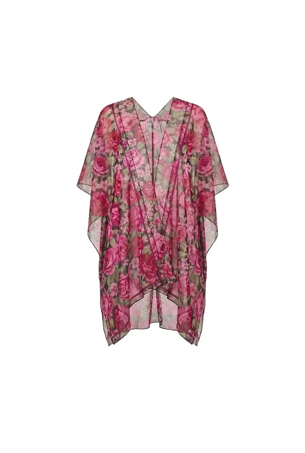 JAMES LAKELAND Rose Print Sheer Kaftan